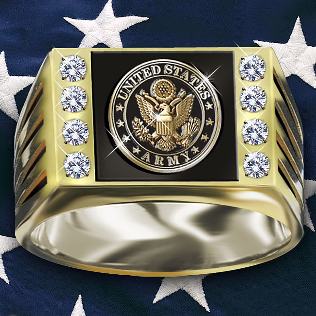 Emblems of Gold Military Birthstone Rings | Vetcom.com | Personalized ...