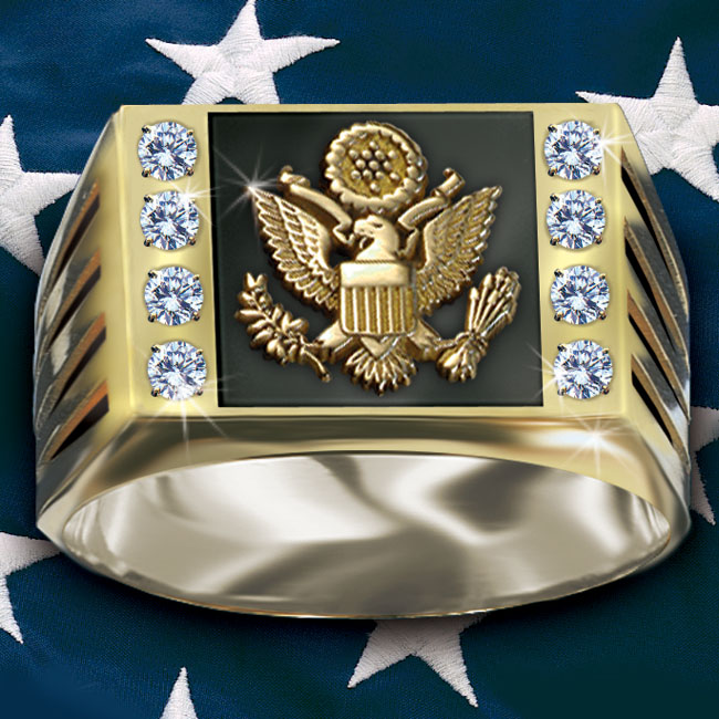 Emblems of Gold Military Birthstone Rings | Vetcom.com | Personalized ...