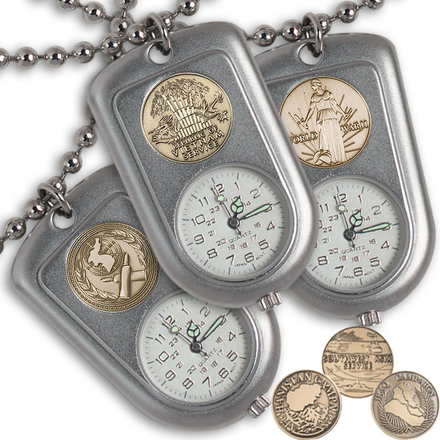 Service Medal Dog Tag Watches | Vetcom.com | Personalized Military ...